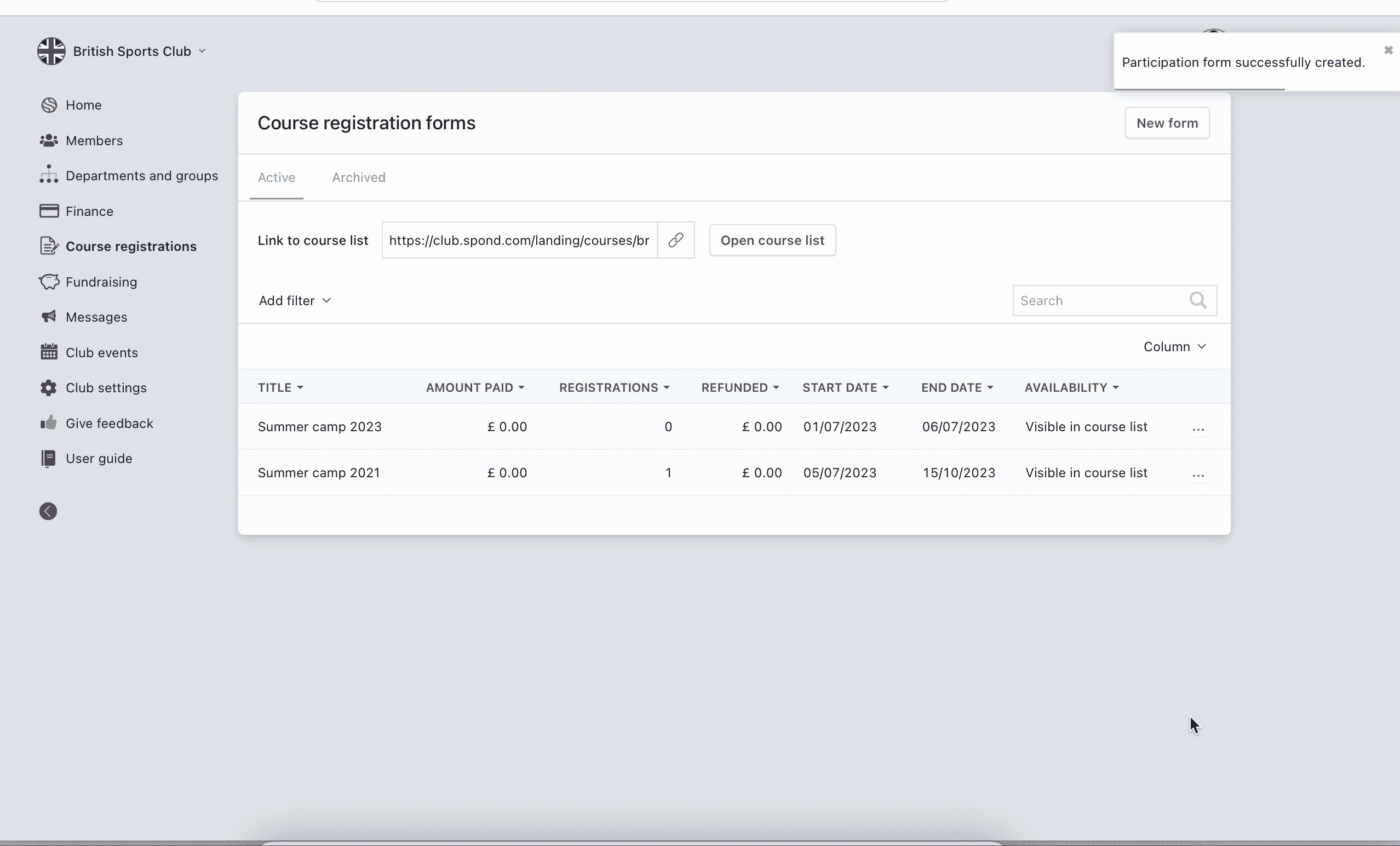 Setup and Registrations for Courses & Academies | Spond