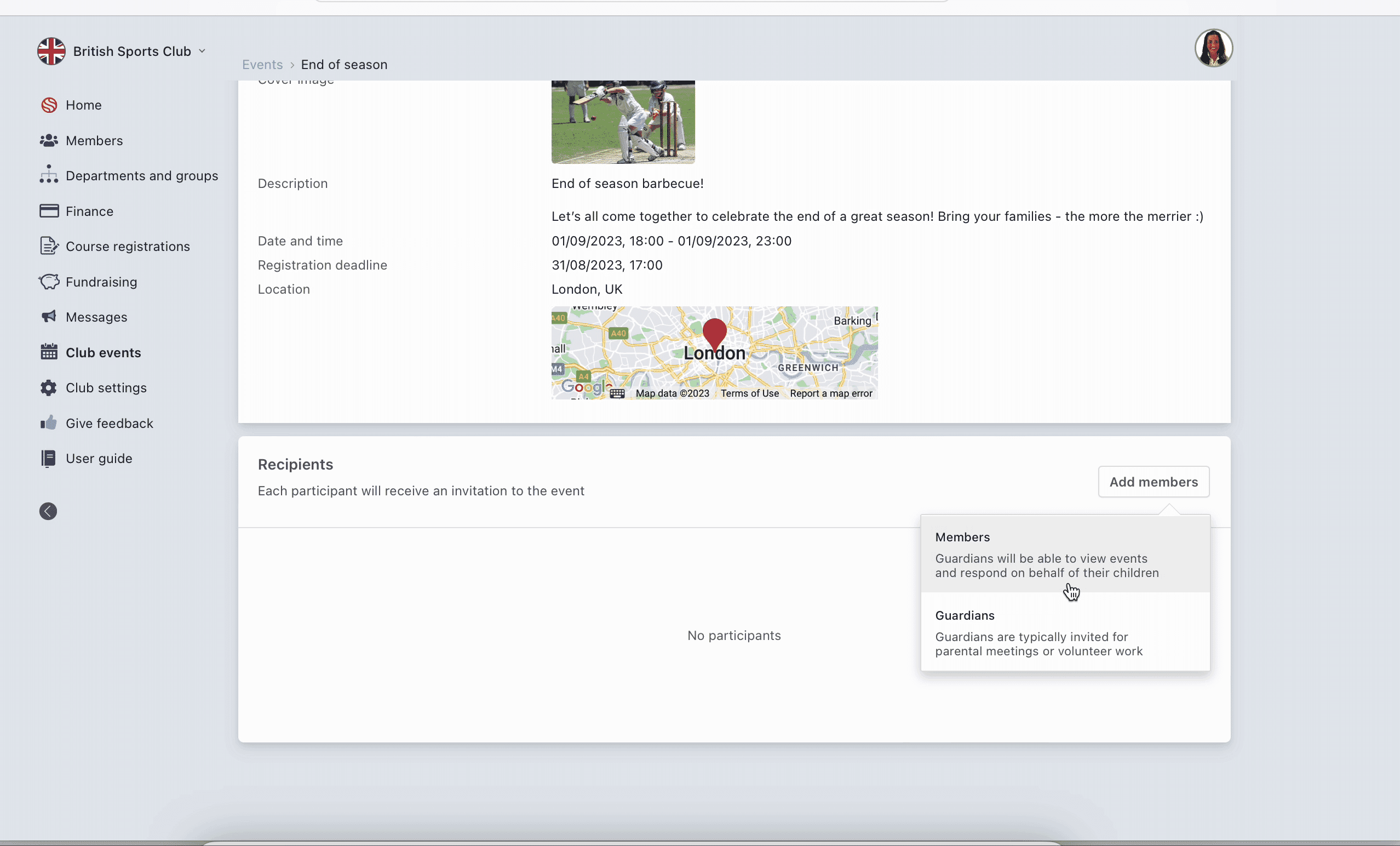 Veranstaltungen planen | Spond