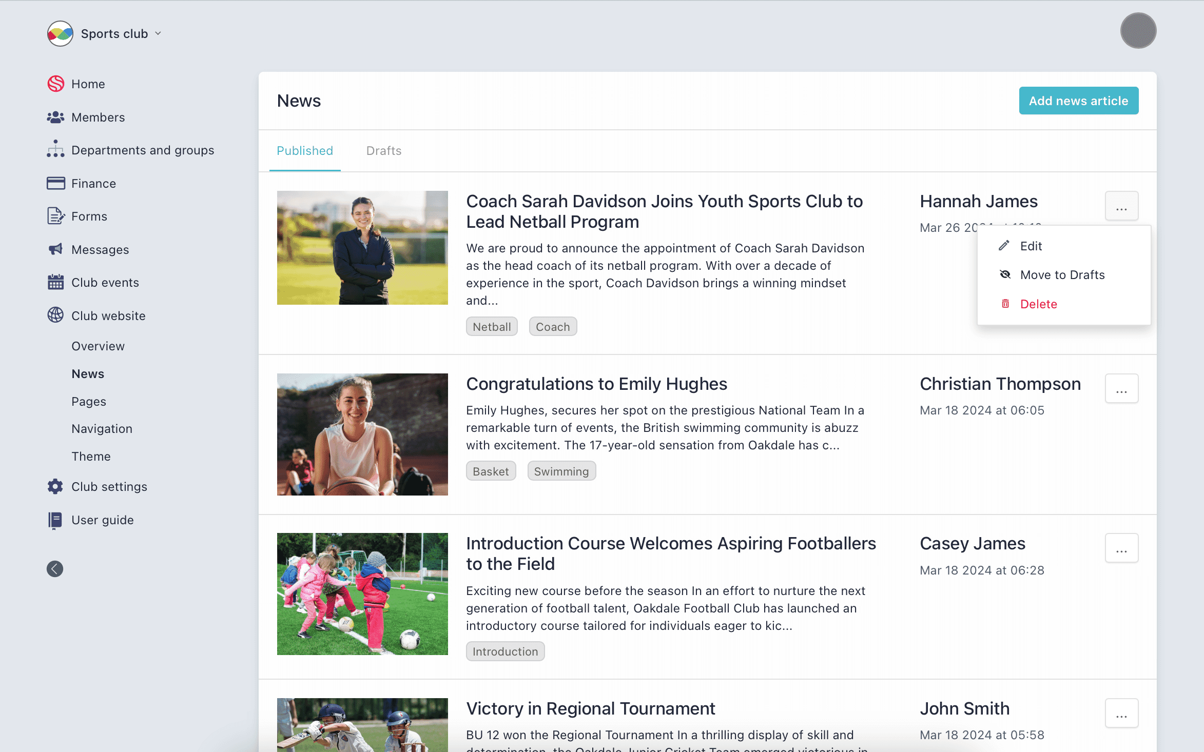 Club Website | Spond