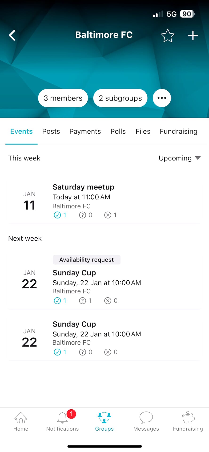 Group set-up | Spond