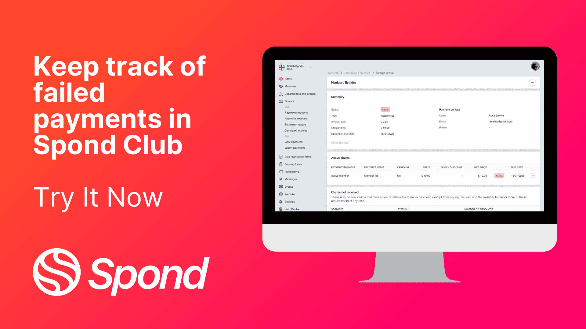 New Failed Payments Notifications in Spond Club | Spond